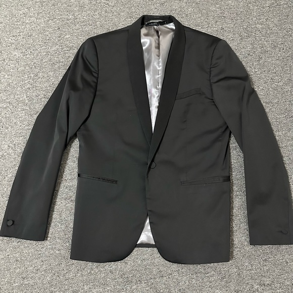 H&M | Suits & Blazers | Hm Black Satin Shawl Collar Wedding Formal ...